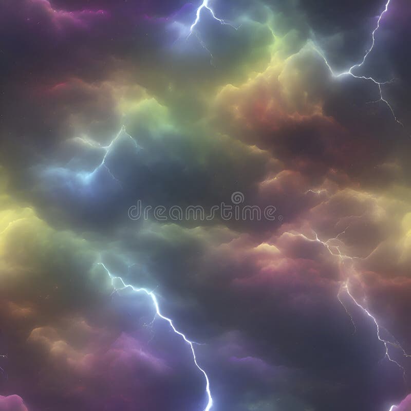 Rainbow Nebula, Sky, and Thunder. Colorful Background. Ai-Generated ...
