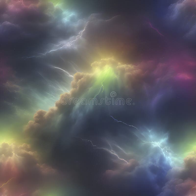 Rainbow Nebula, Sky, and Thunder. Colorful Background. Ai-Generated ...