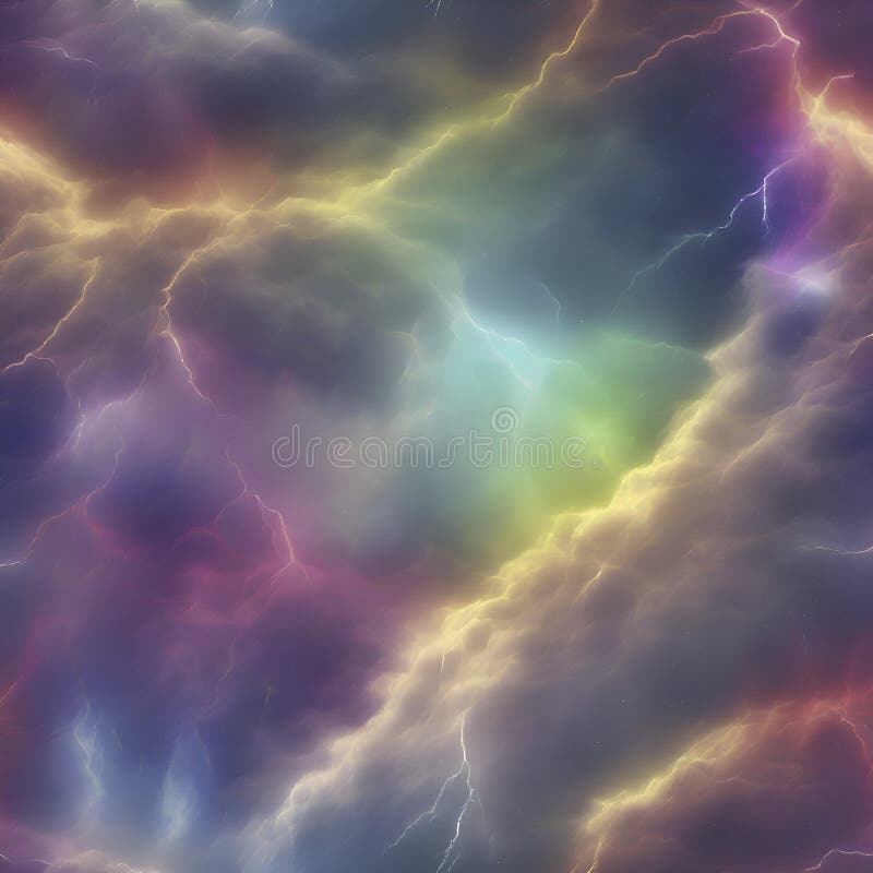 Rainbow Nebula, Sky, and Thunder. Colorful Background. Ai-Generated ...