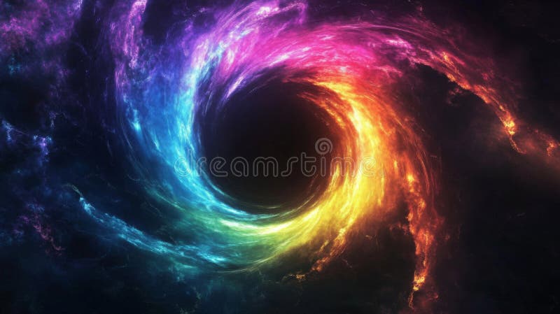 Rainbow Nebula Swirling Around Black Hole in Space Stock Illustration - Illustration of nature ...