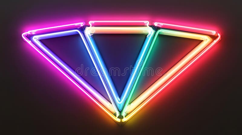 Rainbow Neon Light Triangles Form Abstract Design Stock Photo - Image ...