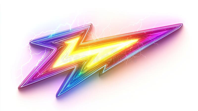 Rainbow Neon Lightning Bolt Digital Art Graphic Design Stock ...