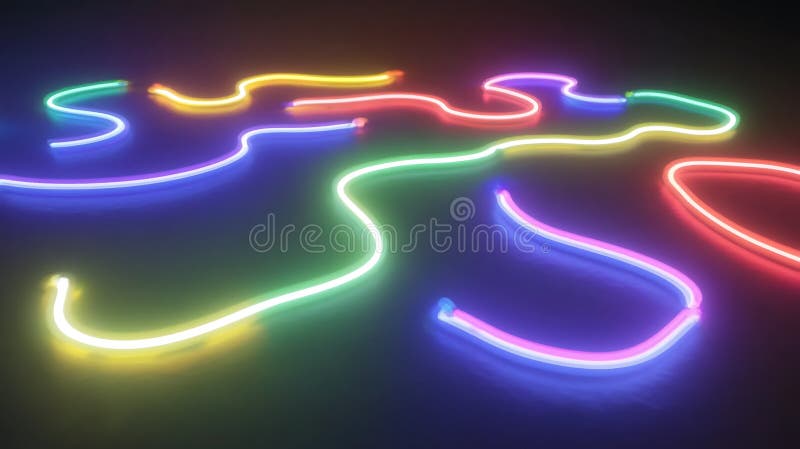 Rainbow Neon Lights Abstract Art Design Stock Image - Image of colorful ...