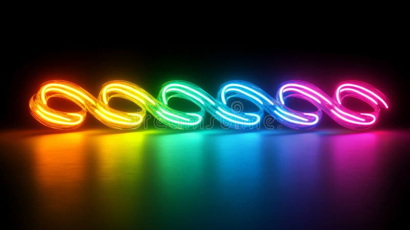 Rainbow Neon Spiral Light Abstract Art Design Stock Illustration ...
