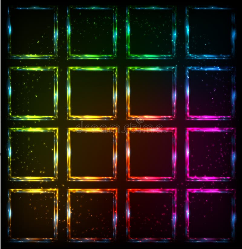 Rainbow Neon Squares Abstract Vector Background Stock Vector - Image ...