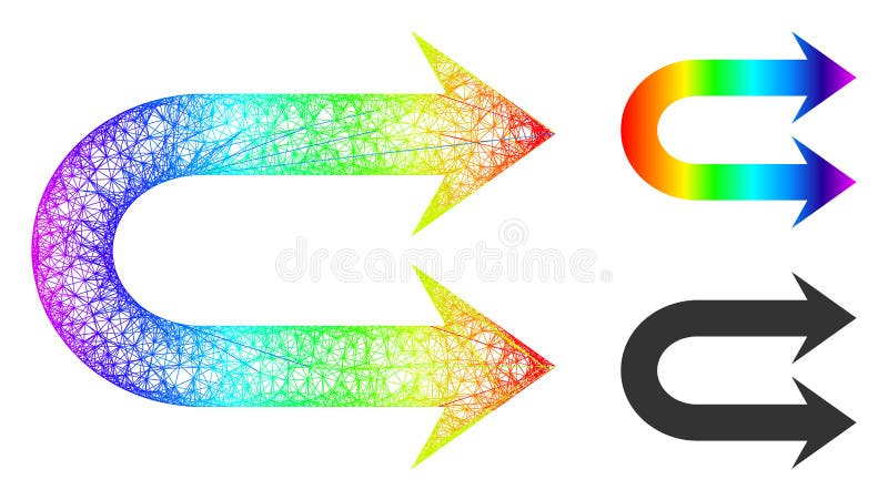 Rainbow Net Gradient Double Right Arrow Icon Stock Vector ...