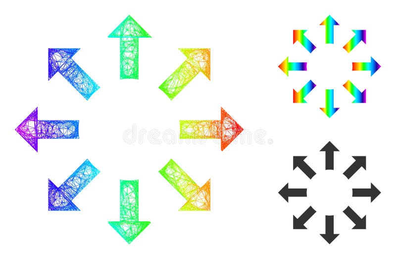 Rainbow Net Mesh Gradient Expand Arrows Icon Stock Vector ...