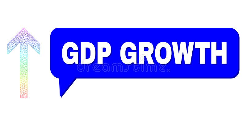 Rainbow Network Gradient Arrow Up Icon and GDP Growth Chat Balloon with ...