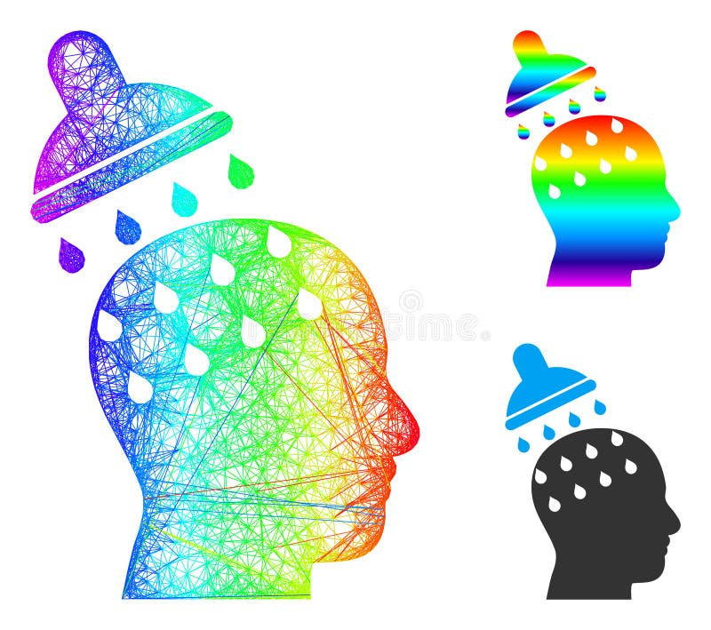 Rainbow Network Gradient Brain Washing Icon Stock Vector - Illustration ...