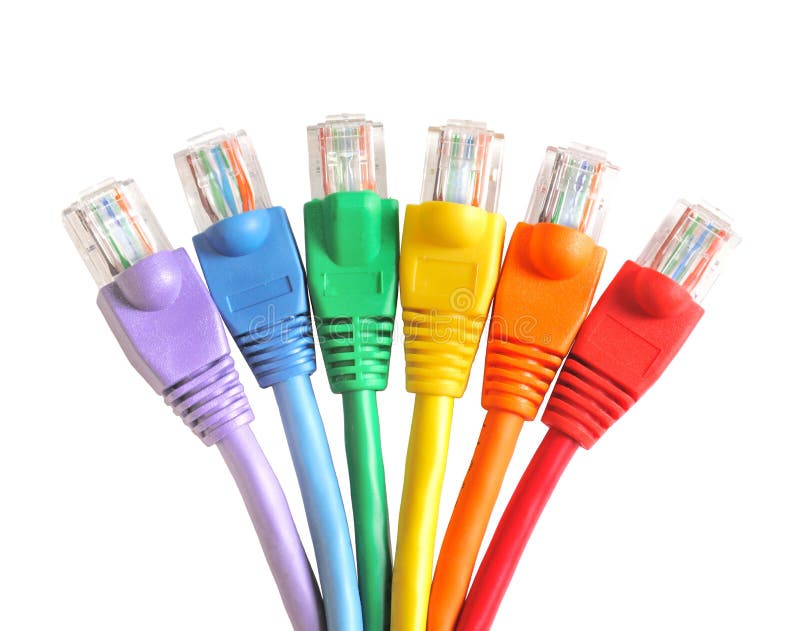 Network Plugs Connected To a Router or Switch Stock Image - Image of ...