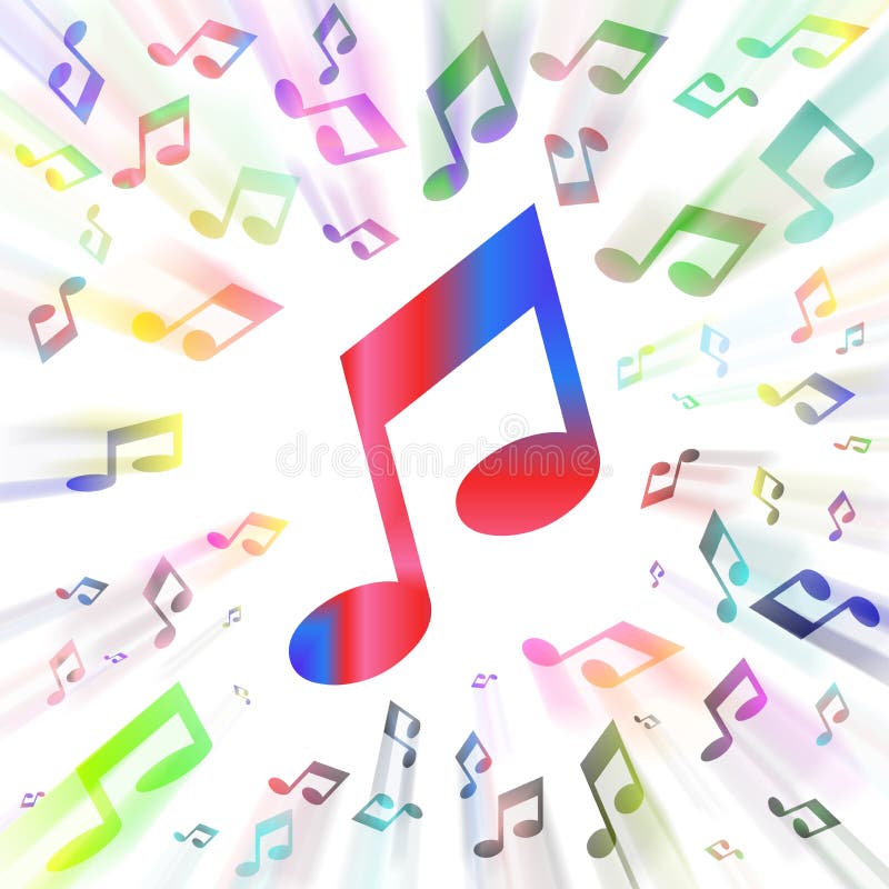 Illustration Of Rainbow Colored Piano Keys With Musical Notes. Stock ...