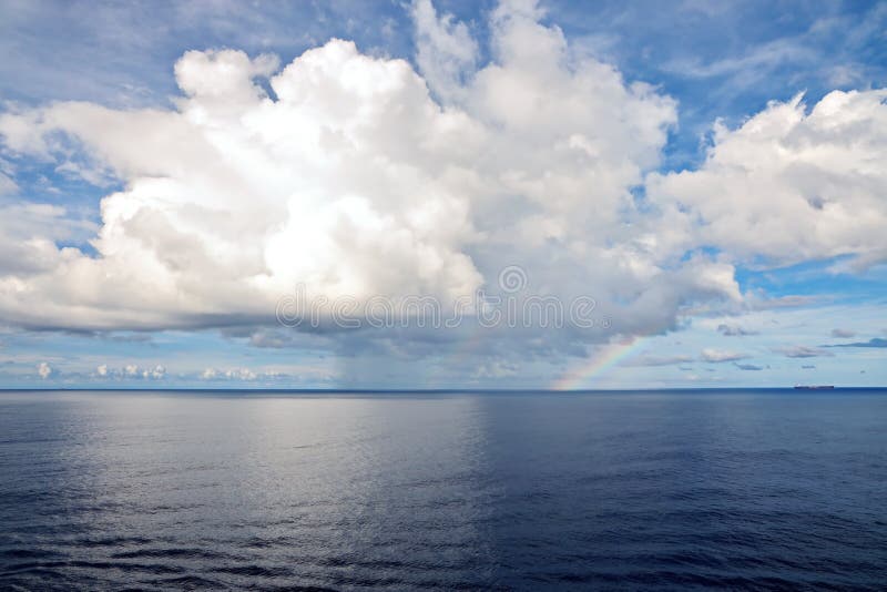 Rainbow in the Ocean after Rain and Thunderstorm.North Pacific Ocean ...