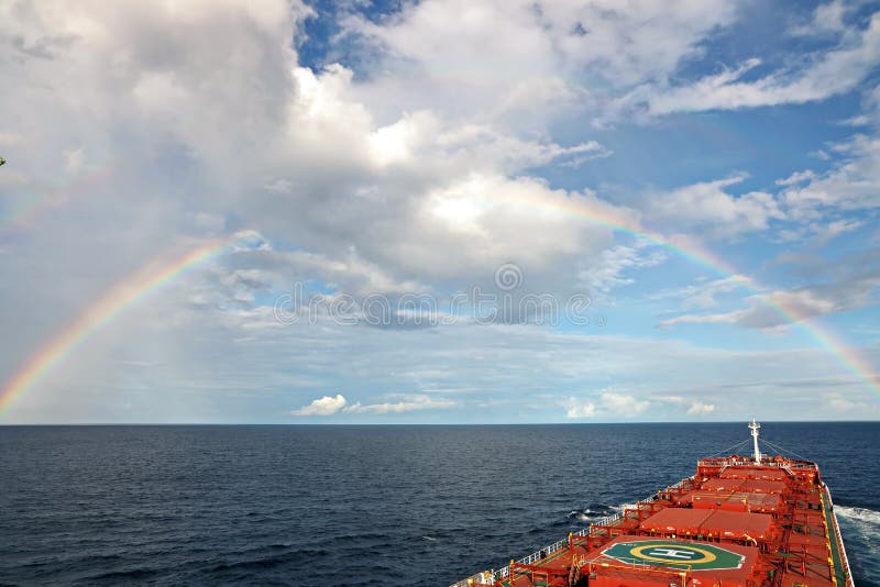 Rainbow in the Ocean after Rain and Thunderstorm.North Pacific Ocean ...