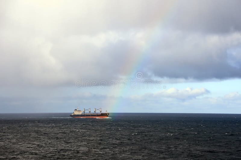 Rainbow in the Ocean after Rain and Thunderstorm.North Pacific Ocean ...