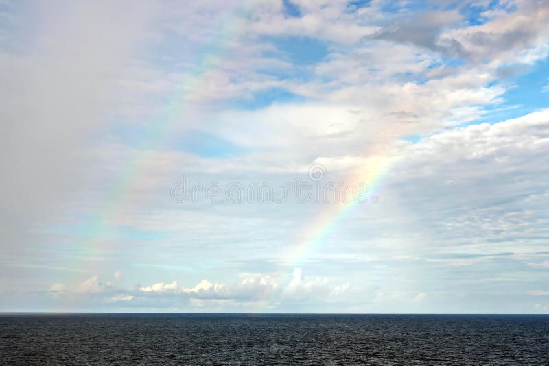 Rainbow in the Ocean after Rain and Thunderstorm.North Pacific Ocean ...