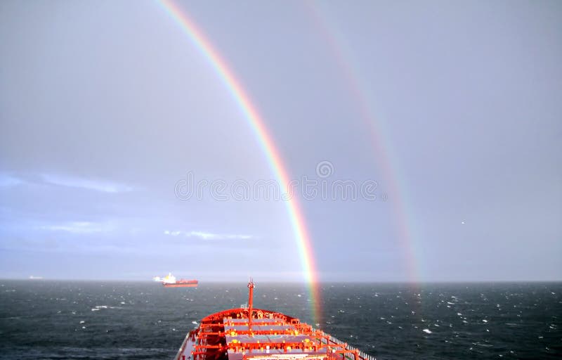 Rainbow in the Ocean after Rain and Thunderstorms. Stock Image - Image ...