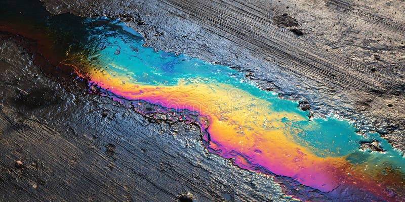 Rainbow Oil Slick on Asphalt Vivid Texture and Color Stock Illustration ...