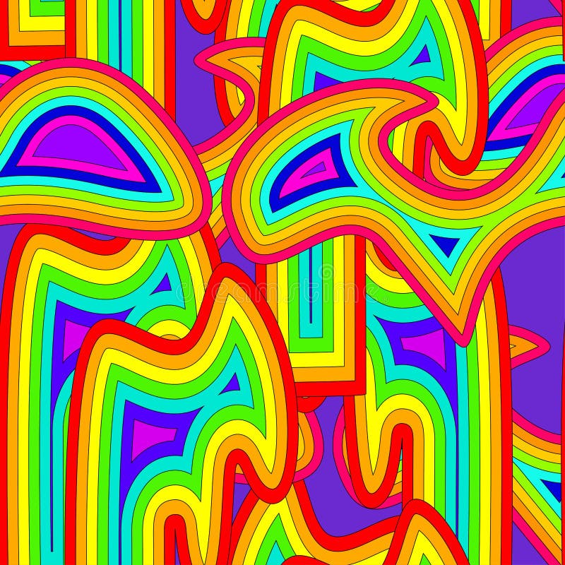Rainbow, Heart Bright Opt Art Background. Seamless Trend Vector Pattern ...