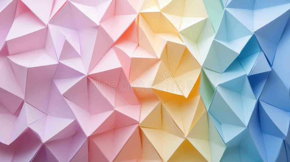 Rainbow Origami Paper Texture with Geometric Triangles Stock ...