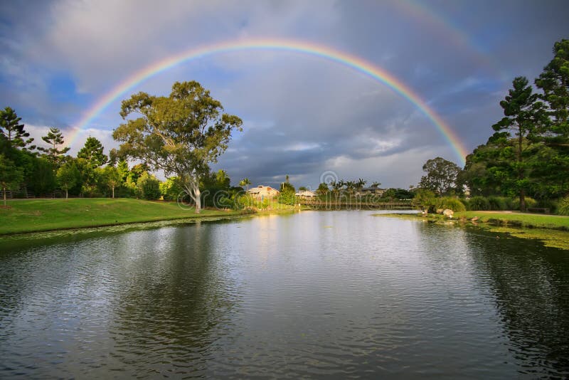 Rainbow Over Botanical Garden Stock Photo - Image of leaves, national ...