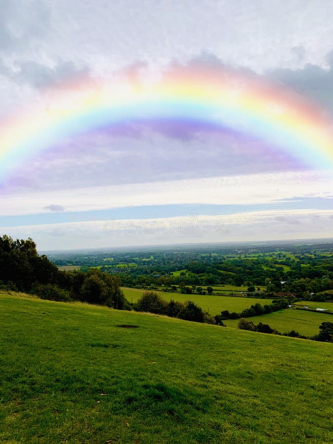 Rainbow Over The English Countryside Stock Image - Image of cornwall ...