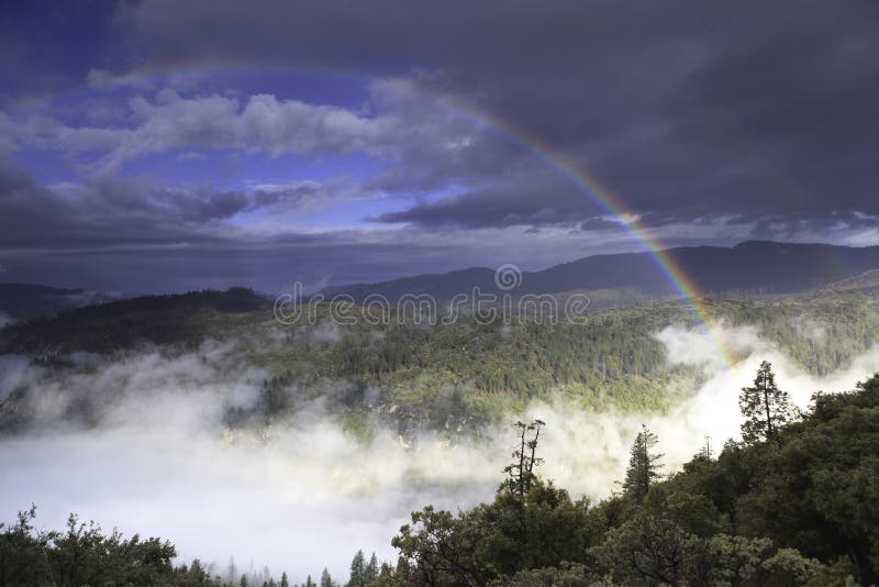Rainbow Over California Forest Stock Image - Image of landscape, nevada ...