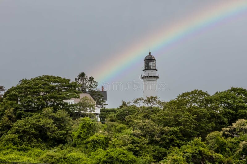 Rainbow Over Cape Elizabeth Lighthouse Stock Photo - Image of united ...
