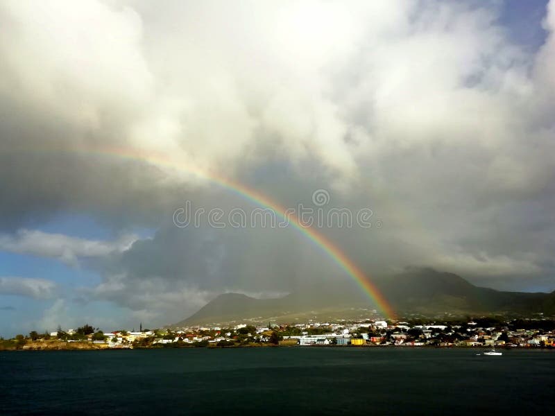 Rainbow Over Caribbean Island Sky, Cruising Caribbean Stock Image ...