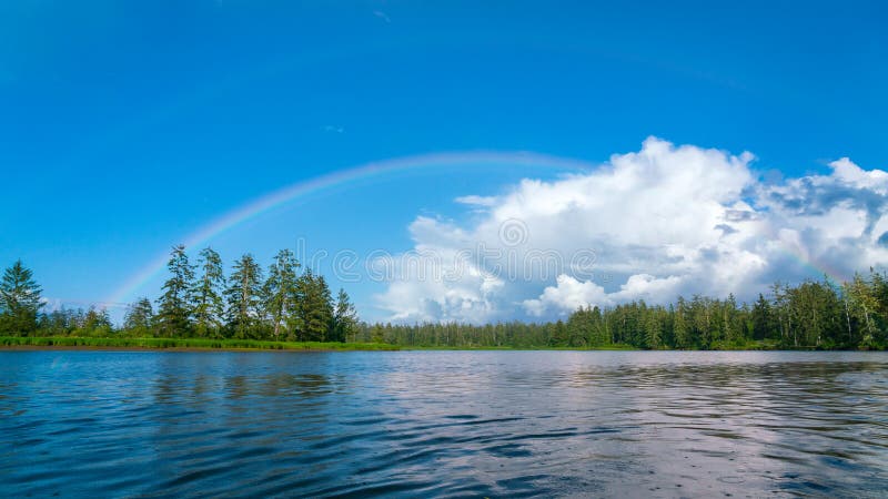 Rainbow Over Chehalis River from Kayak Stock Image - Image of lake ...