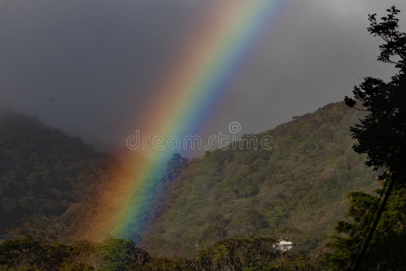 Rainbow Over the Cloud Forest in Monteverde, Costa Rica Stock Photo ...