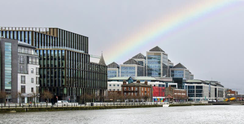 Rainbow over Dublin. editorial stock photo. Image of metropolis - 286103118