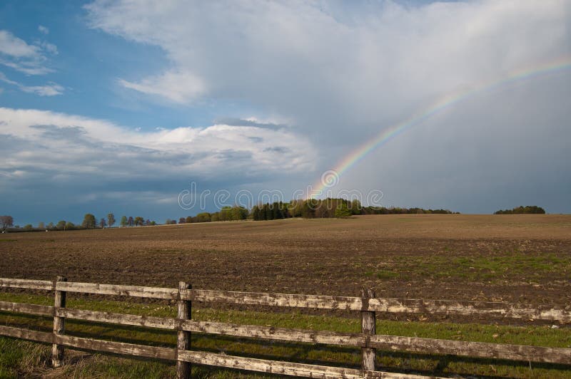 Rainbow Over A Farm Field Picture. Image: 18891180