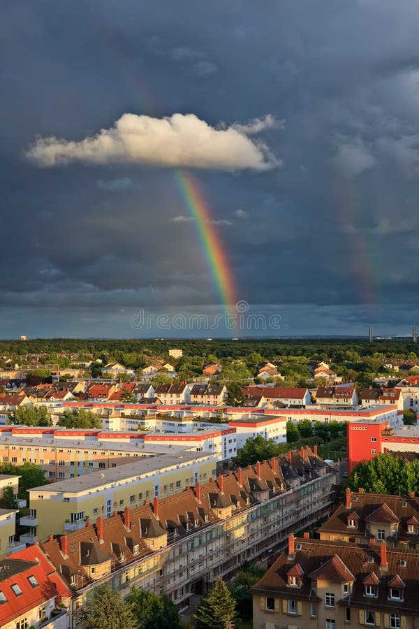 Rainbow over Chicago river stock image. Image of life - 5740877