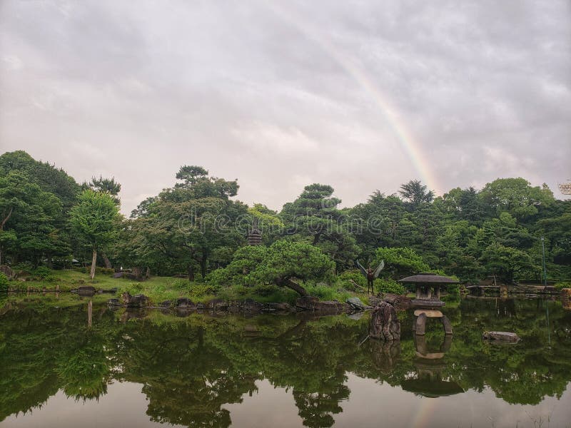 The Rainbow Over the Garden Stock Image - Image of rainbow, garden ...