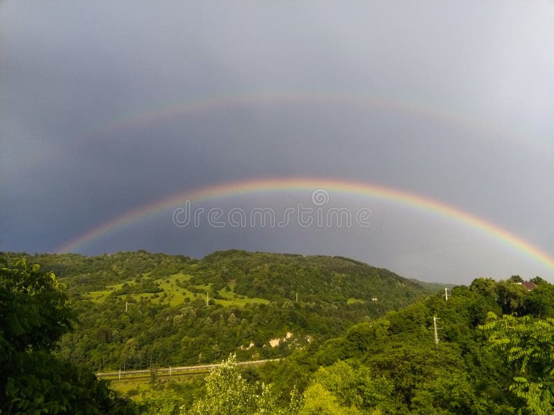 Rainbow Over Stormbay, Lake Of The Woods, Kenora, Ontario Stock Photo ...