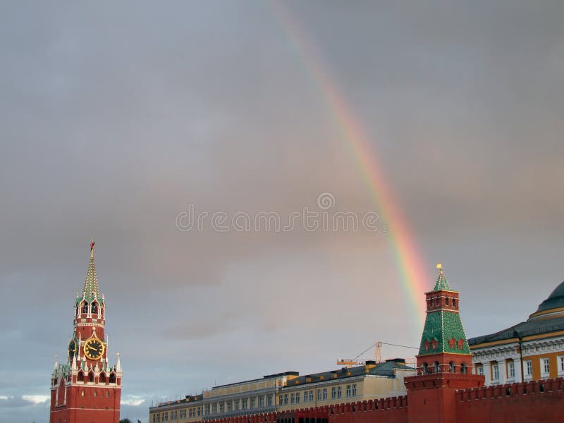Rainbow Over Kremlin, Moscow, Russia Stock Image - Image of capital ...