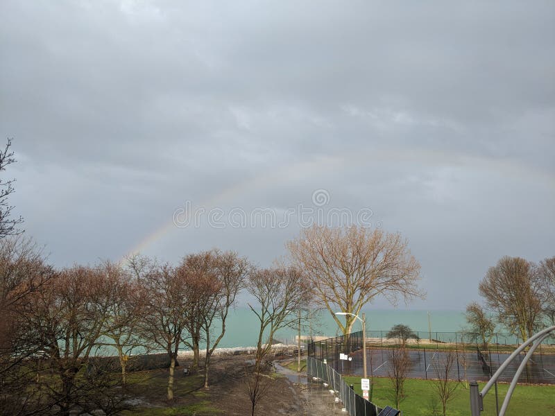 Rainbow over the lake stock image. Image of branch, prairie - 183105655