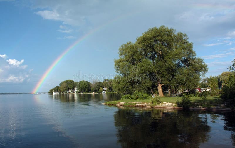 Rainbow over Lake stock image. Image of rainbow, canada - 28667803