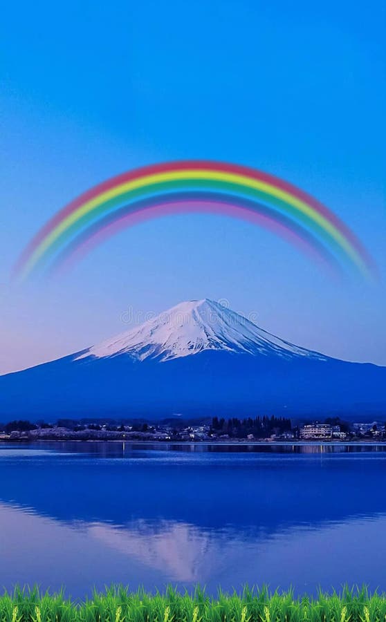 Rainbow over Mount Fuji stock photo. Image of wave, active - 295678424