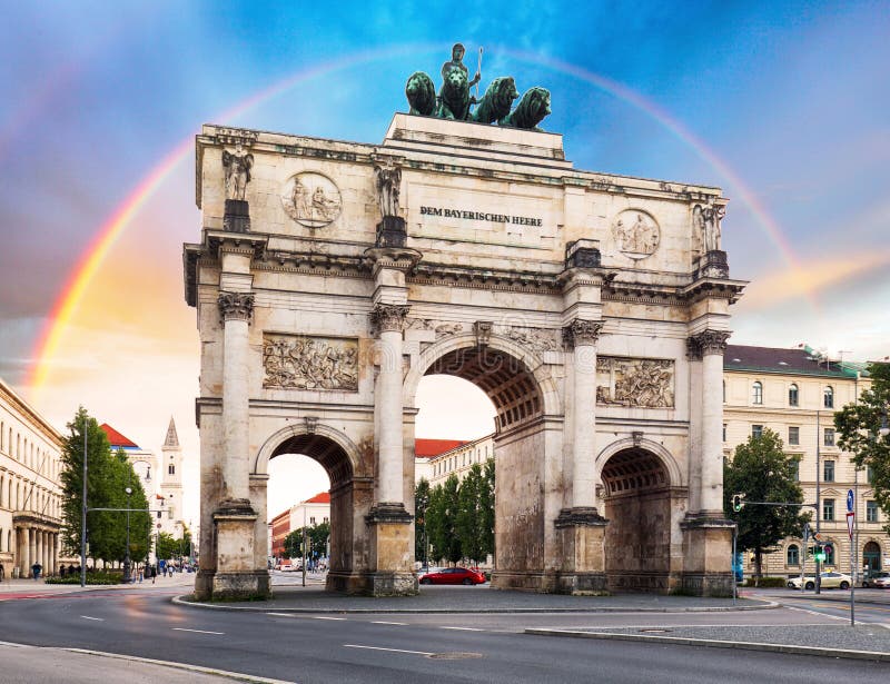 Rainbow Over Munich, Germany. Cityscape of Munich, Bavaria, Germany ...