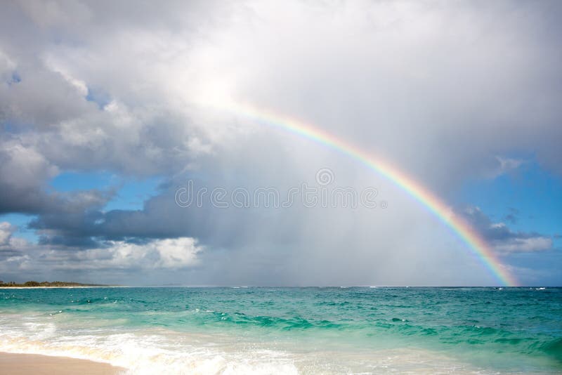 Rainbow over the ocean stock photo. Image of peace, coast - 12391732