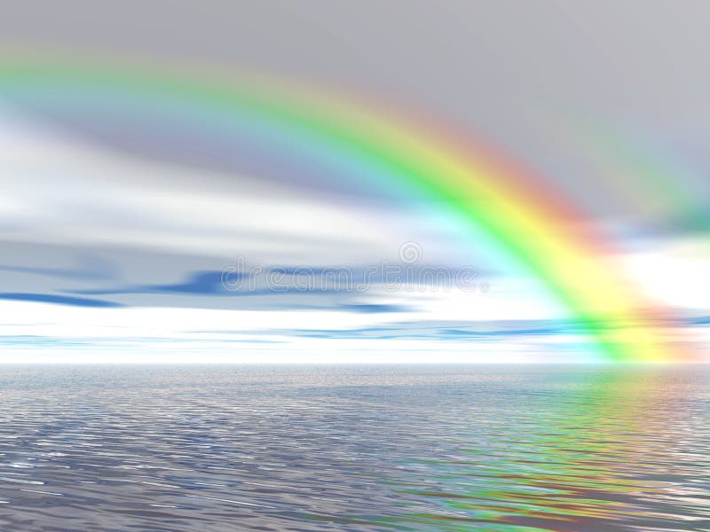 Rainbow over ocean stock illustration. Illustration of rainbow - 1918314