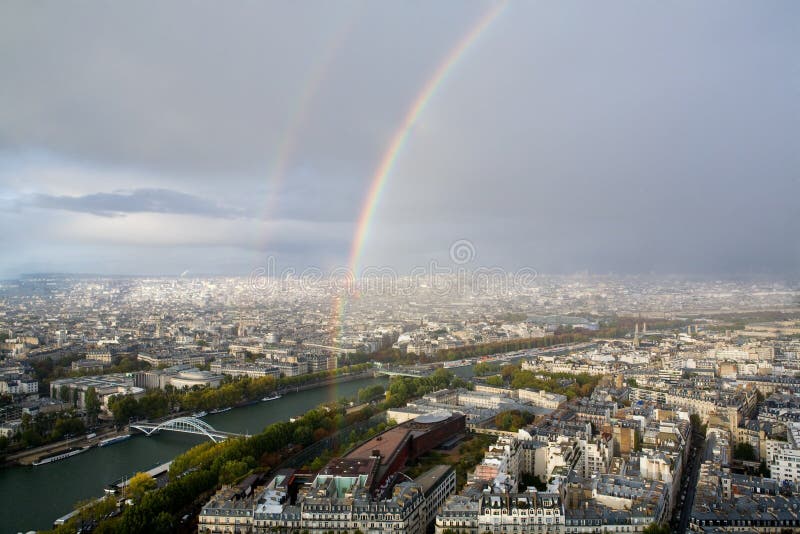 Rainbow over Paris stock photo. Image of stormy, france - 7699430