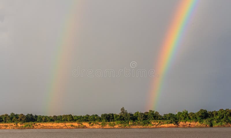 Rainbow over river stock photo. Image of fresh, pathway - 62032026