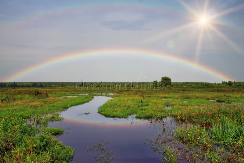 Rainbow over stormy sea stock image. Image of rainbow - 18690875