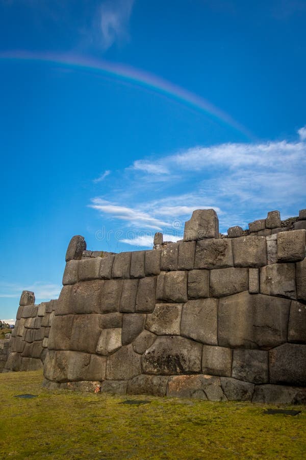 Rainbow Over Saksaywaman Ruins in Cusco - Peru Stock Image - Image of ...