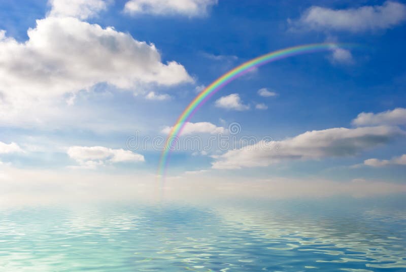 Rainbow and Clouds Reflection Stock Photo - Image of clouds, atmosphere ...