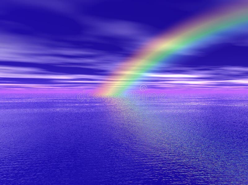 Rainbow Seascape stock illustration. Illustration of elements - 4097228