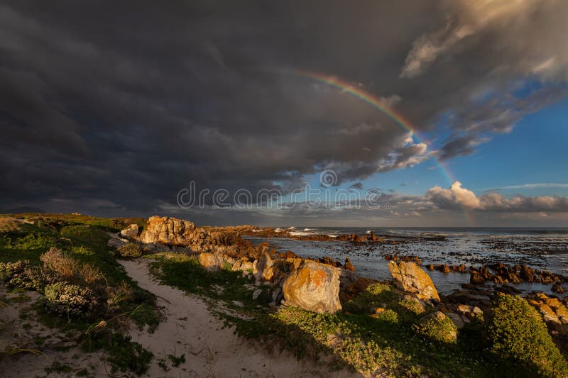 Rainbow Over the Sea after Rain at the Beach Stock Photo - Image of ...