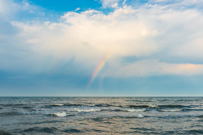 Rainbow Over the Sea after Rain Stock Image - Image of seascape ...